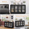 Ebern Designs Buffet Cabinet with Storage, 55.1" Large Wood Cabinet with 4 Fluted Glass Doors ...